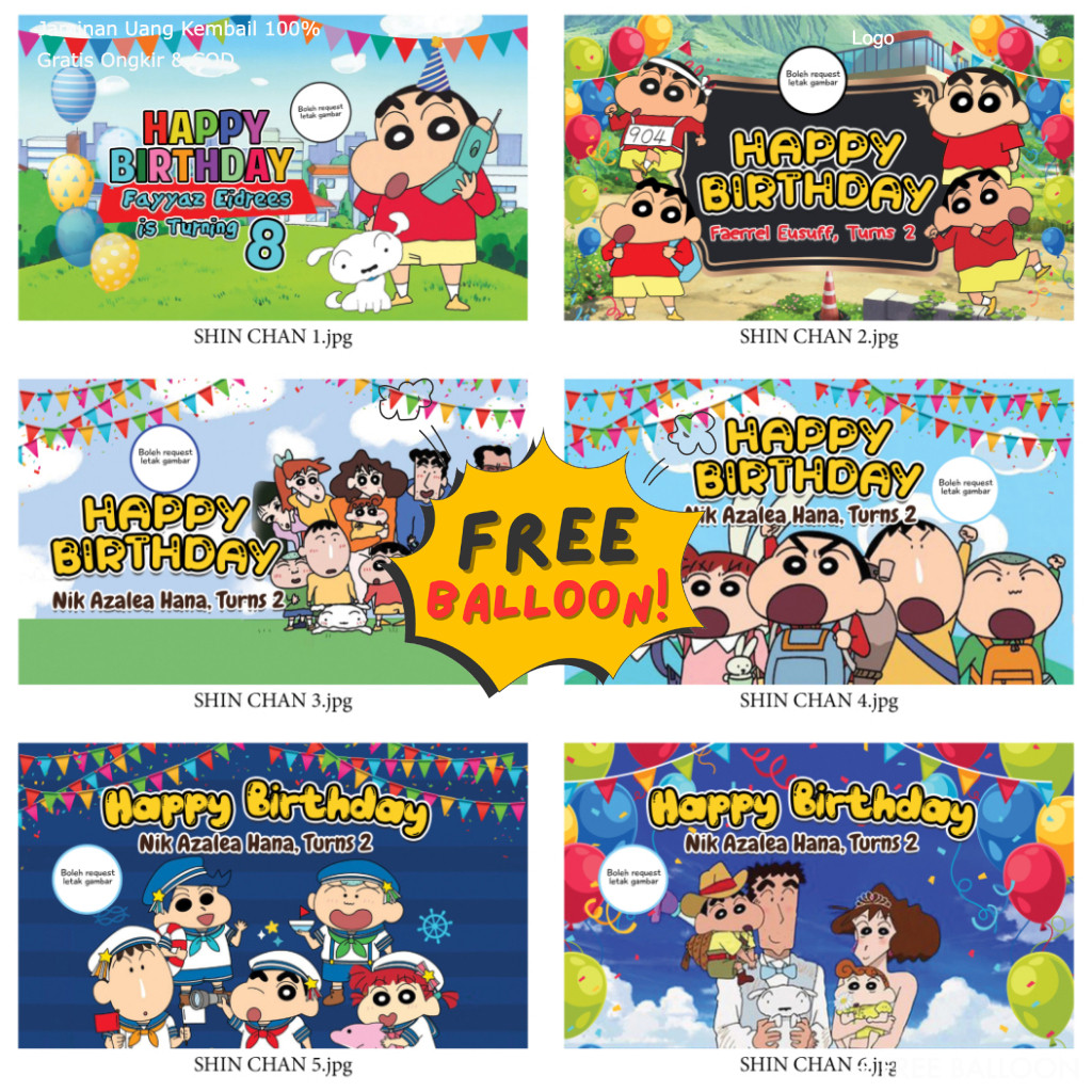 Shin Chan - Print Banner Birthday / Hari Jadi Murah Harga Kilang Saiz ...