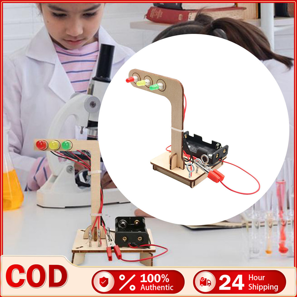 DIY Wood Traffic Lights Model Electric Early Learning Toys Children ...