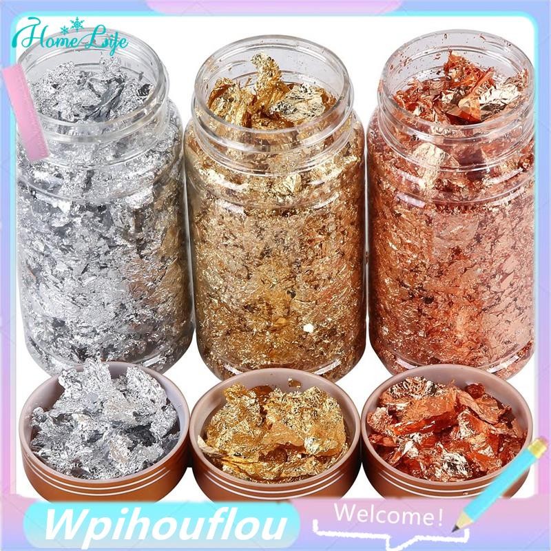 [HoME&life] Gold Foil Flakes for Resin Tray Molds,3 Bottles Metallic ...