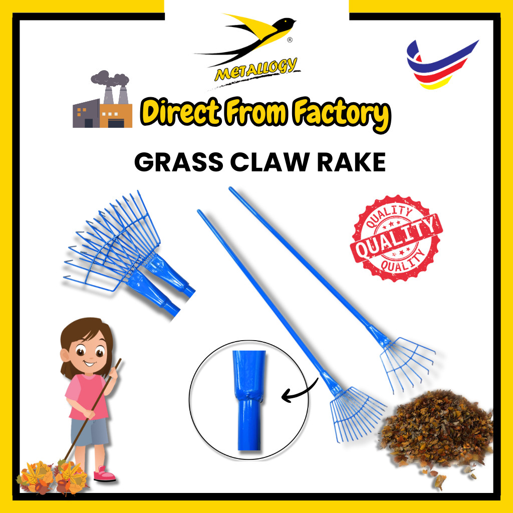 [Different Size] Metallogy Grass Claw Rake with Handle Cleaning Shrub ...