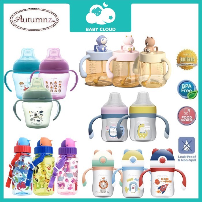 Autumnz Tritan Sippy Cup with Handle Soft Silicone Spout & Weighted ...