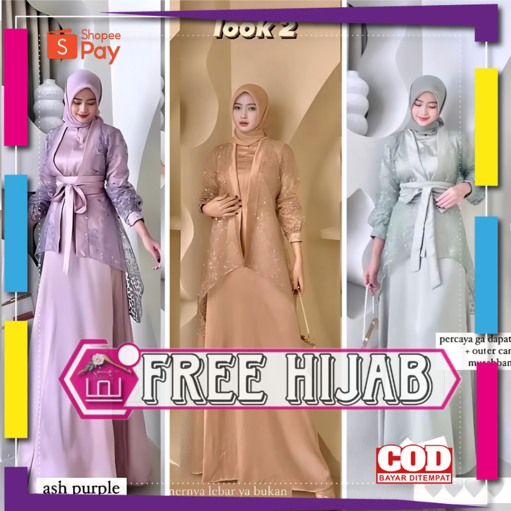 [PREMIUM Original] Fuji Dress Set Inner Outer Kimono Fashion Muslim ...