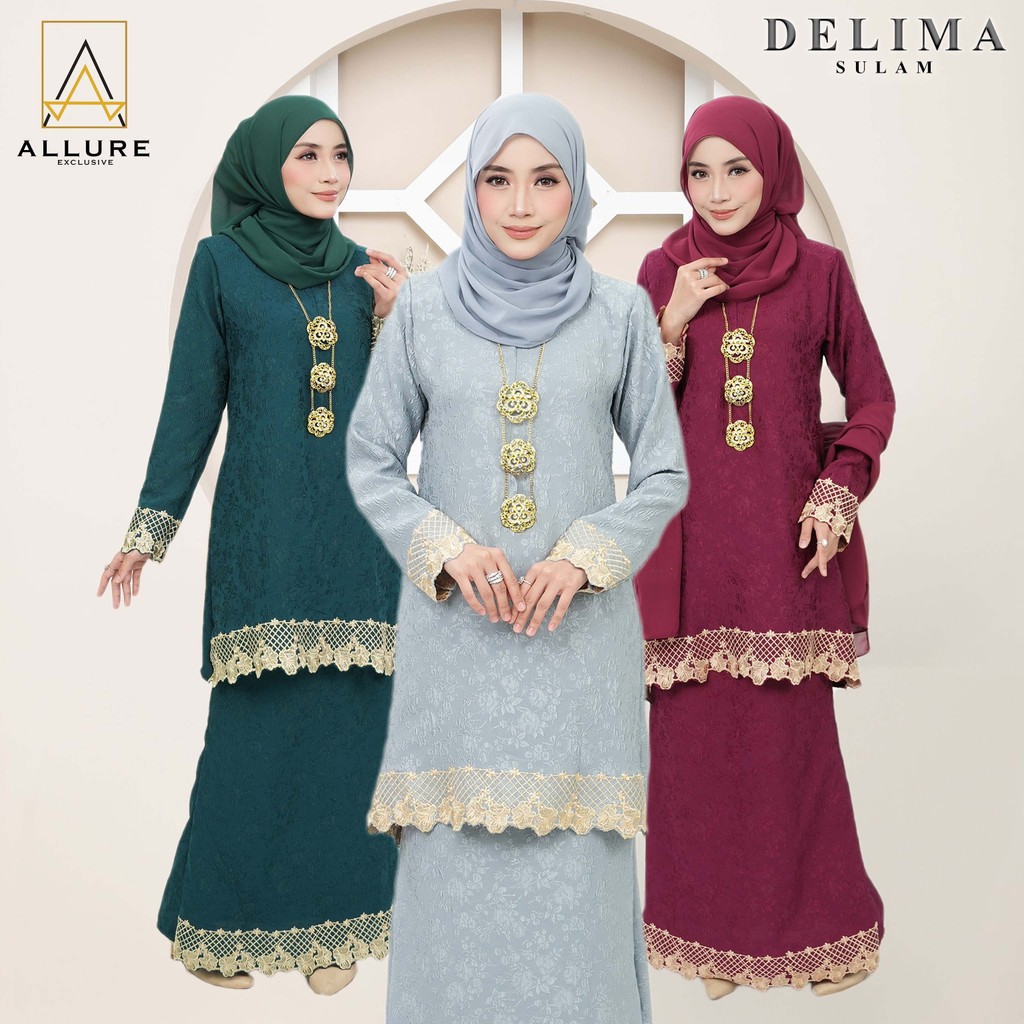 Allure Exclusive Set Baju Kurung Sulam Delima 2025 Soft Brocade Ibu ...