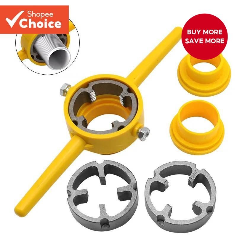 PVC Plastic Pipe Thread Die Kit - 1/2", 3/4", 1" | 60° Taper Pipe ...