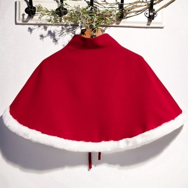 Red Christmas Cape Retro Chinese Cheongsam Style Shawl Cloak Plus Size ...