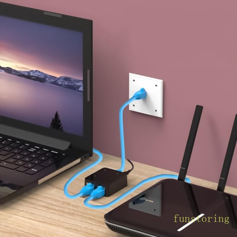 FUN Gigabit Ethernet Splitter 1 to 2 Speeds 100 1000Mbps Internet ...