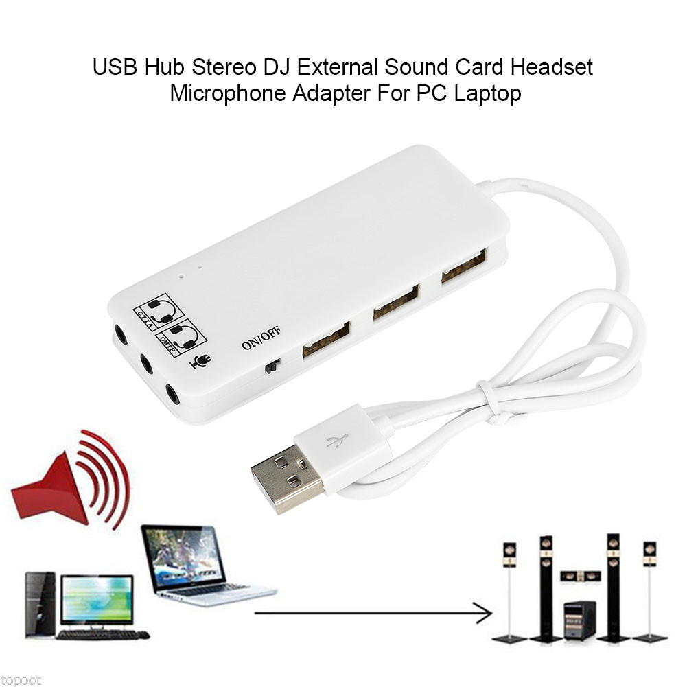 Honglai8 USB 2.0 Hub 3-Port + Headphone Mic with 7.1 CH Sound Adapter ...