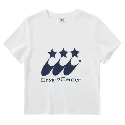 CRYING CENTER BIG LOGO W STAR CROPTOP (WHITE) | Shopee Malaysia