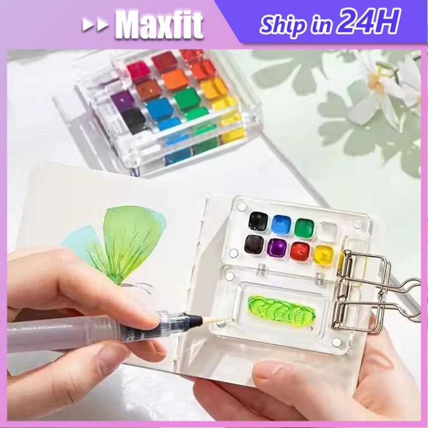 KAYU 15/8 Hole Mini Wooden Watercolor Palette Magnetic Wooden Painting ...