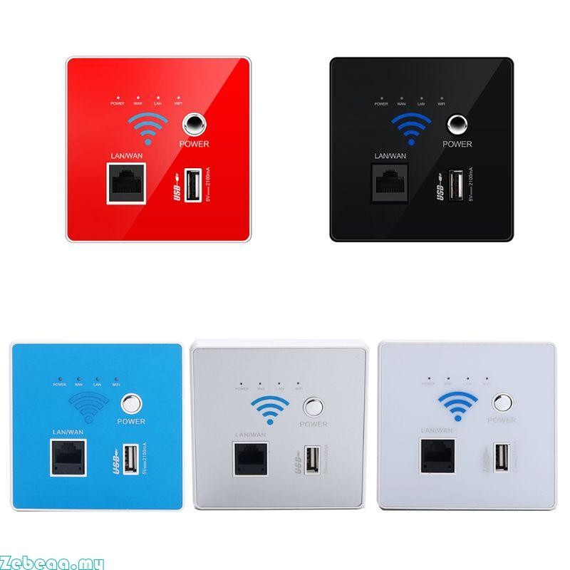 Zebeaa 2022 WIFI Wall Embedded Router USB Charging Socket WiFi Repeater ...