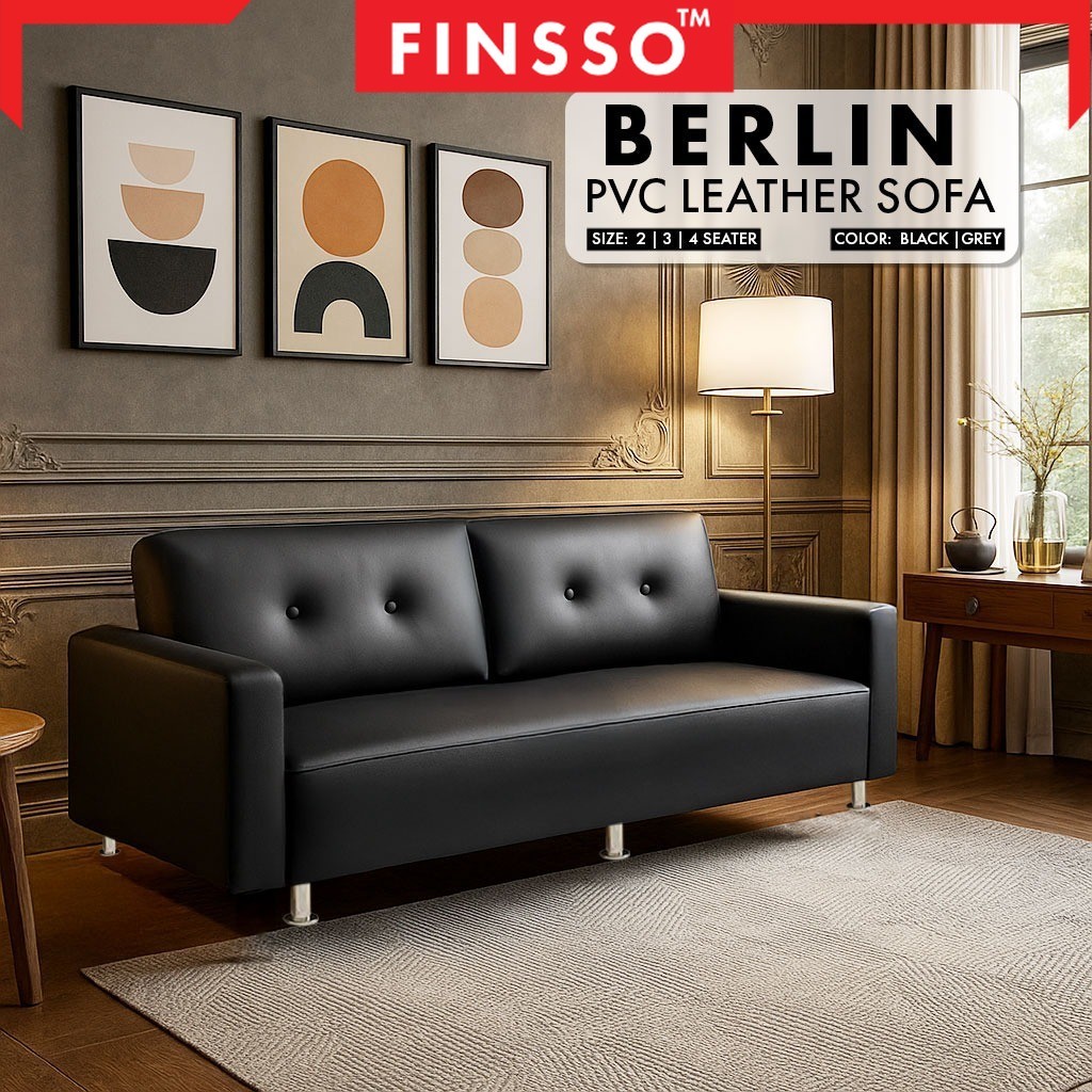 Sofa Moden Kulit PVC – 2/3/4 Seater | Sleek PVC Leather Design Sofa | Berlin | Finsso | Shopee ...