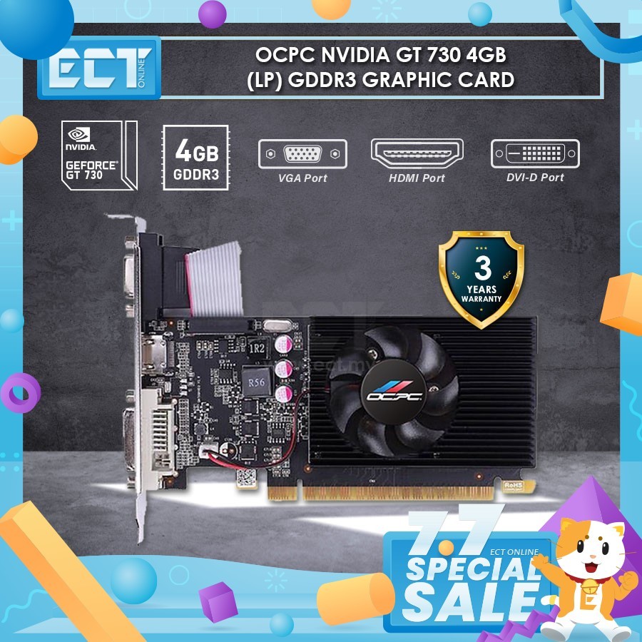 OCPC NVIDIA GT 730 4GB (LP) GDDR3 Graphic Card (VGA, HDMI. DVI ...