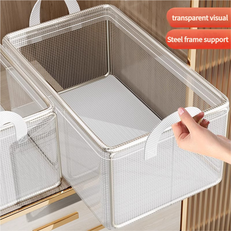 Transparent Storage Box PVC Foldable Wardrobe Organizer Basket Drawer ...