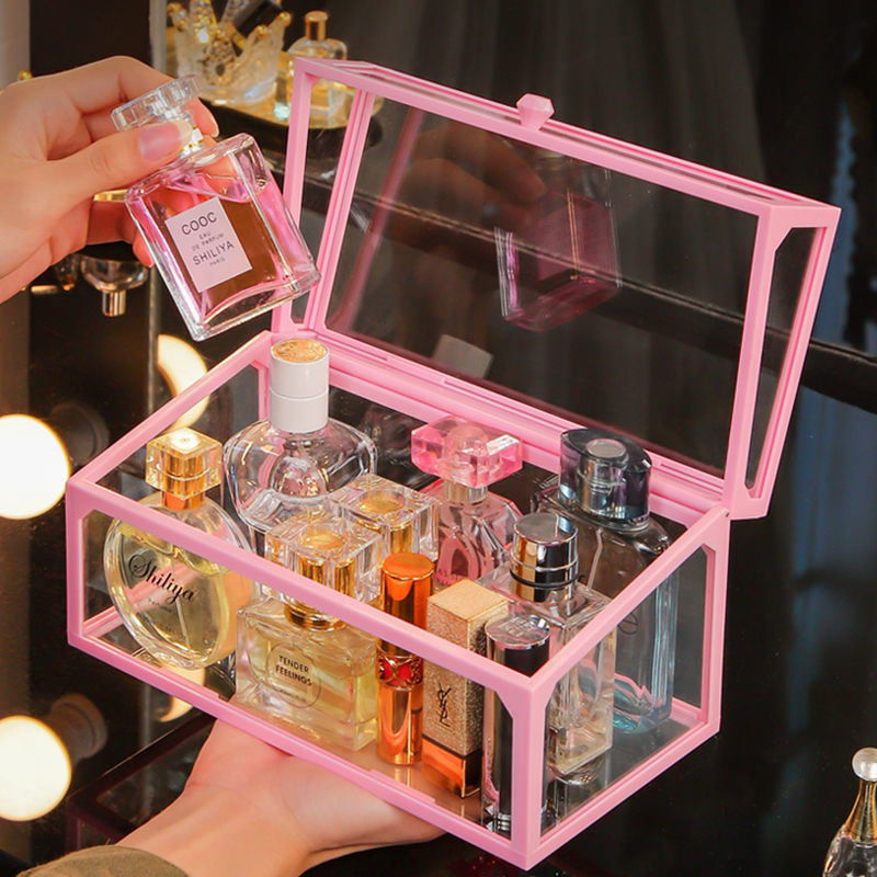 Glass Perfume Storage Box High-End Display Cabinet Anti-dust with Lid ...