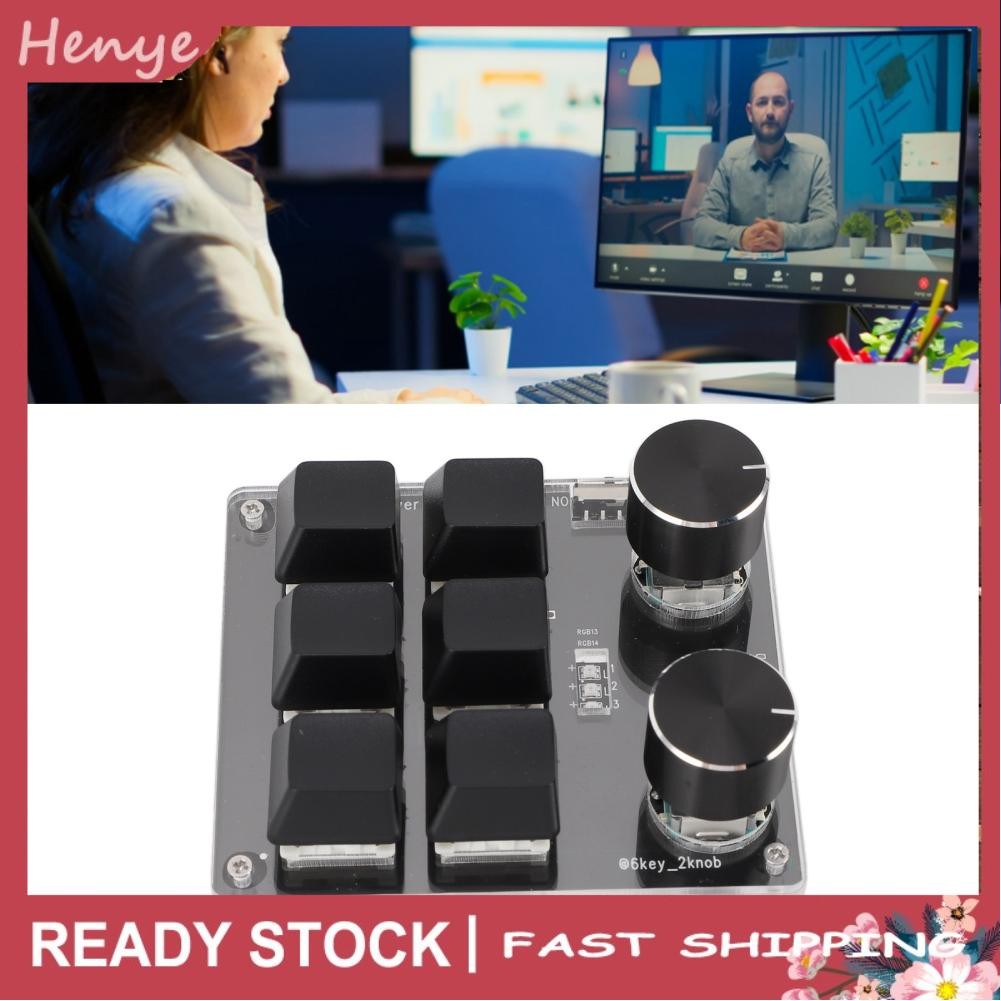 Henye USB Custom Keyboard Macro 6 Keys 2 Knobs Programming DIY ...
