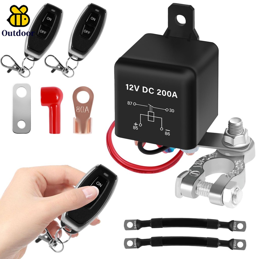 Remote Battery Disconnect Switch Kit DC 12V 200A Battery Cut Off Switch ...