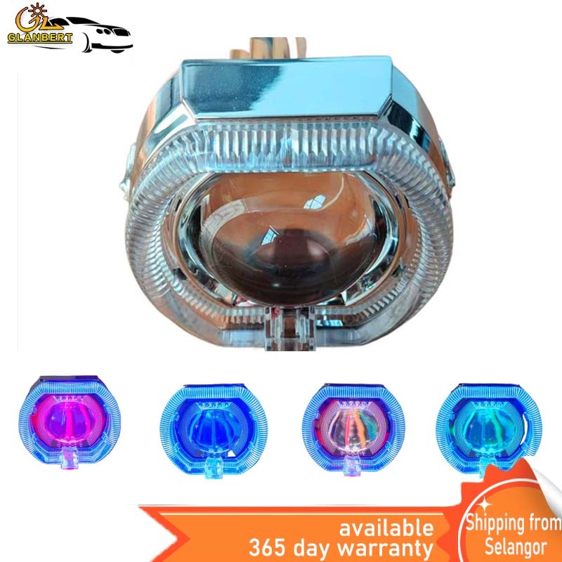 Motorcycle LED Headlight 2.5 Inch Projector Lens Angel Eye Devil Eye ...