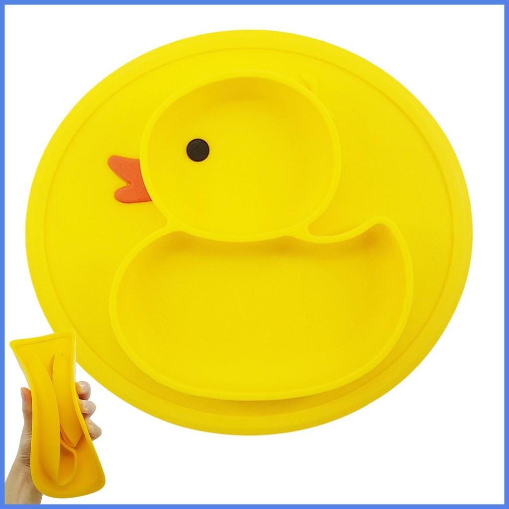 Baby Suction Plate Cute Duck Divided Plate Toddler Plates Feeding Bowl ...