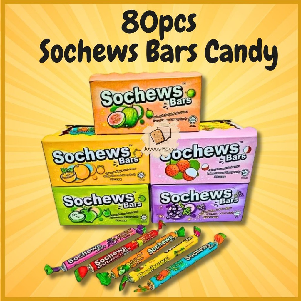 80pcs Sochews Bars Chewy Candy Long Bar / So chews Gula-Gula Kunyah ...