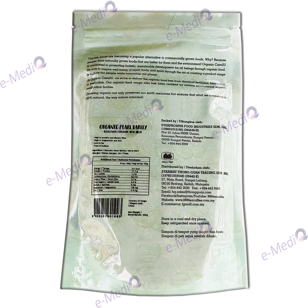 Care2u Pearl Barley / Beras Barli [Halal] Organic (400g) (Exp: Jan/2027 ...