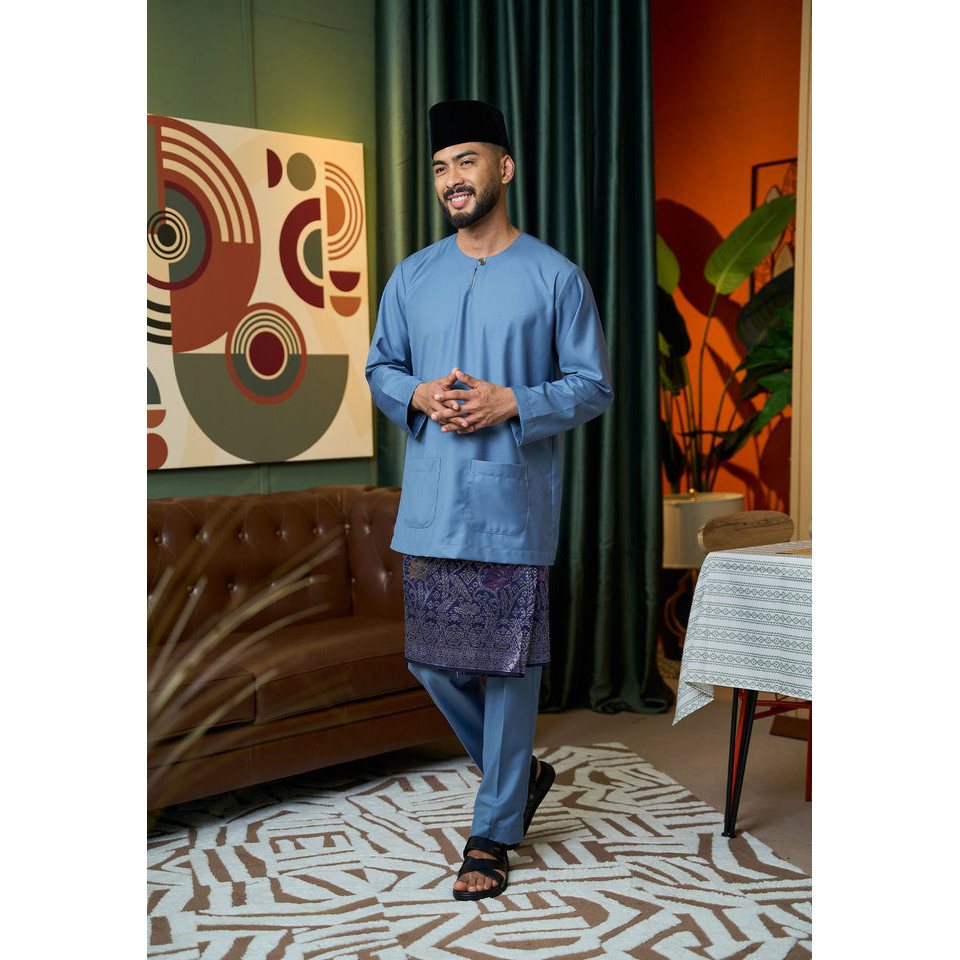 Baju Melayu Teluk Belanga Mark II - Cool Blue (Men) | Shopee Malaysia