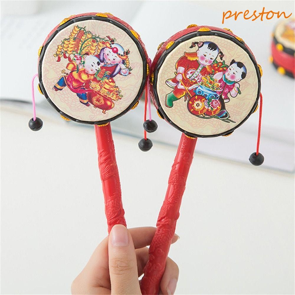 PRESTON Spin Rattle Drum, Traditional Style Chinese Monkey Drum ...