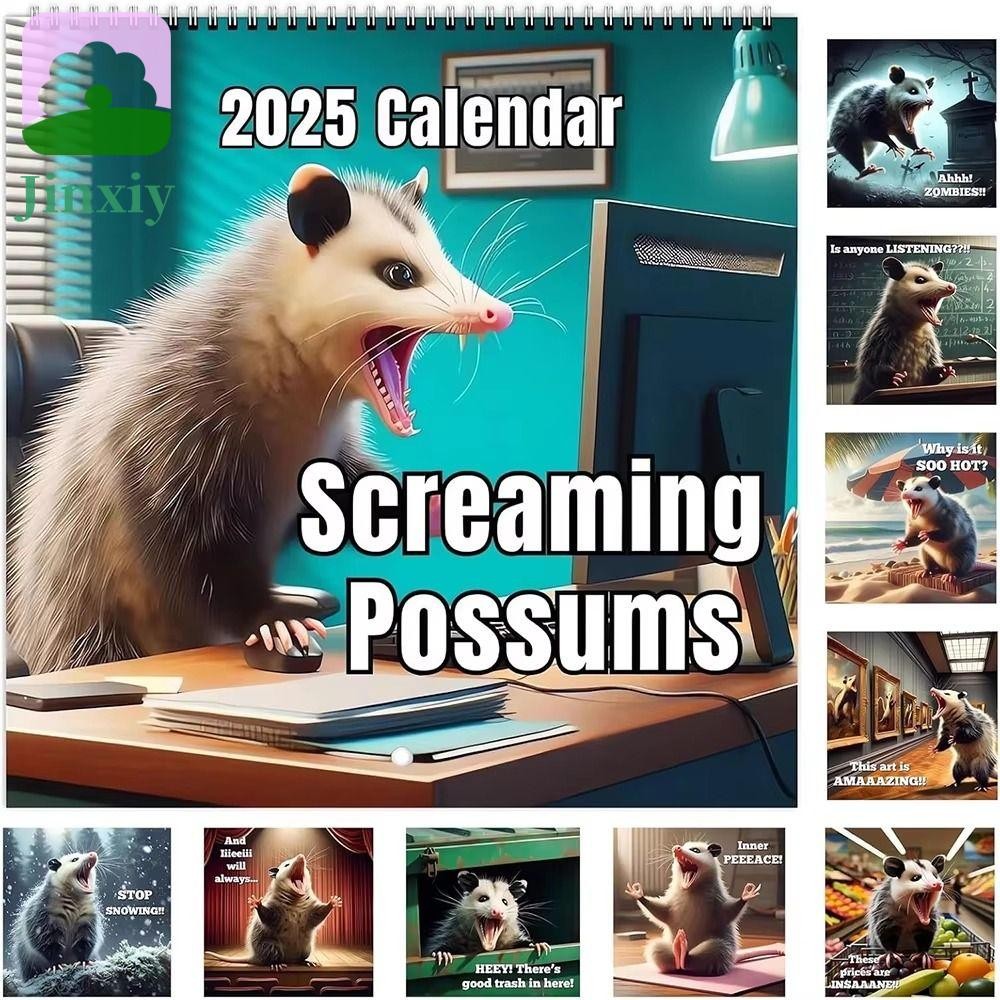 JINXIY 2025 Wall Calendar, Creative Hanging Funny Screaming Opossum ...