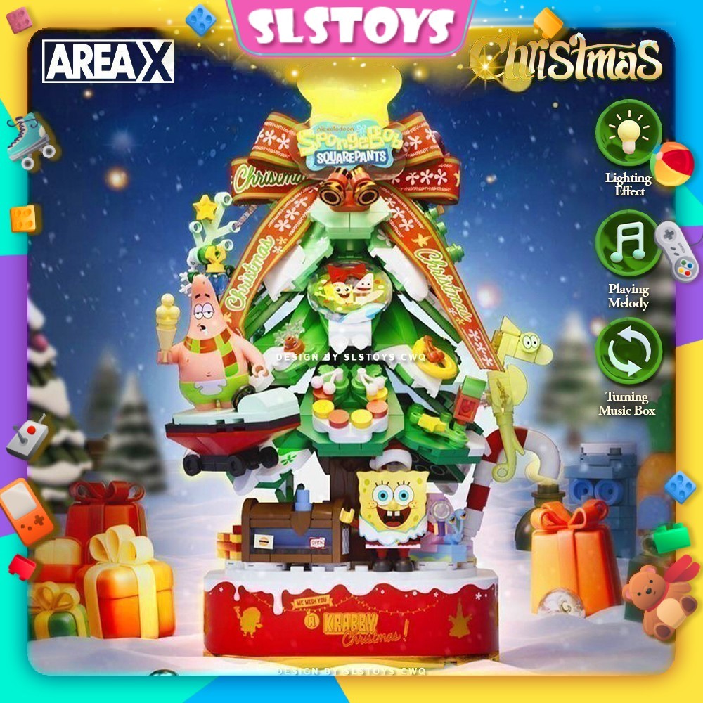 AREA-X Block AB0065 LED Light Spongebob Squarepants Merry Christmas ...