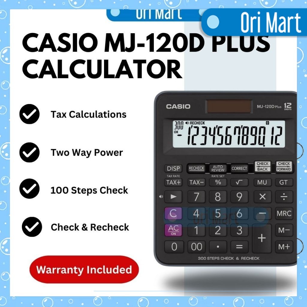 CASIO MJ-120D Plus Calculator Check & Correct Calculator Student Office ...