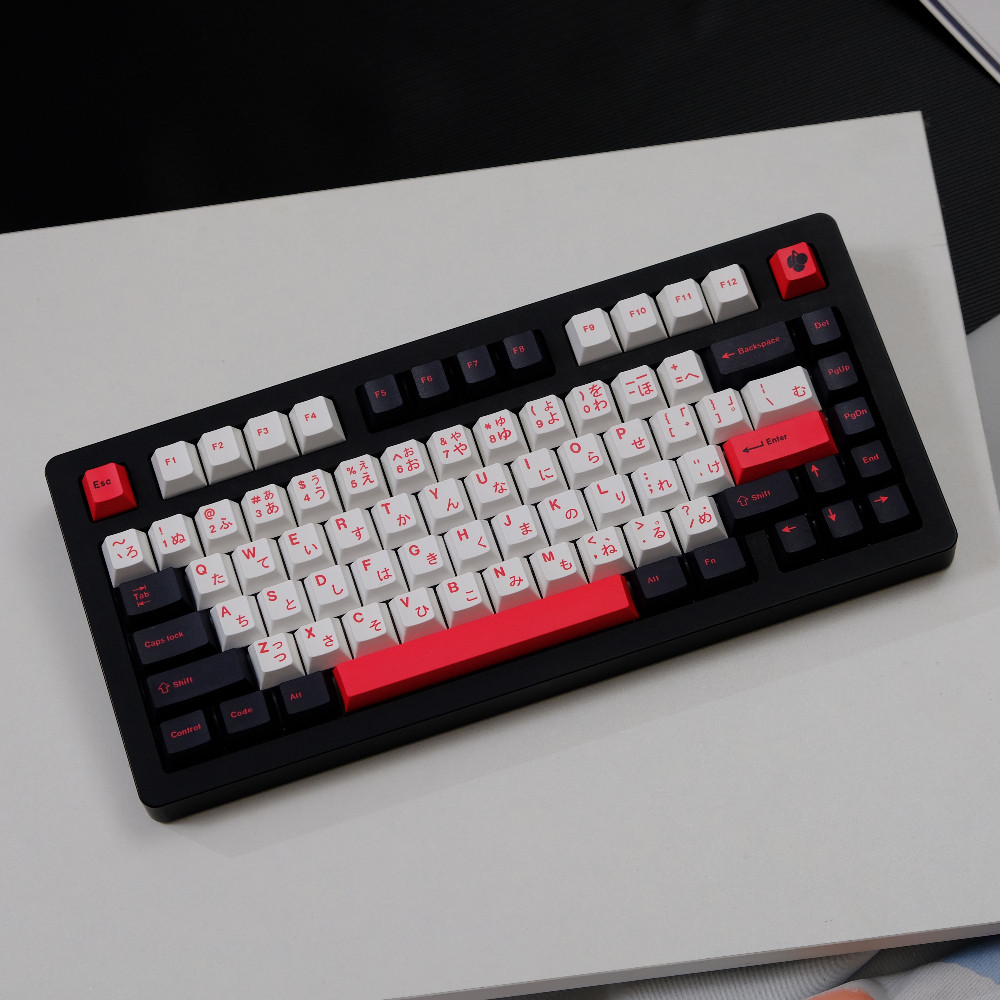 151 Keys Black White Red Japanese Keycaps Cherry Profile Keycap PBT Dye ...