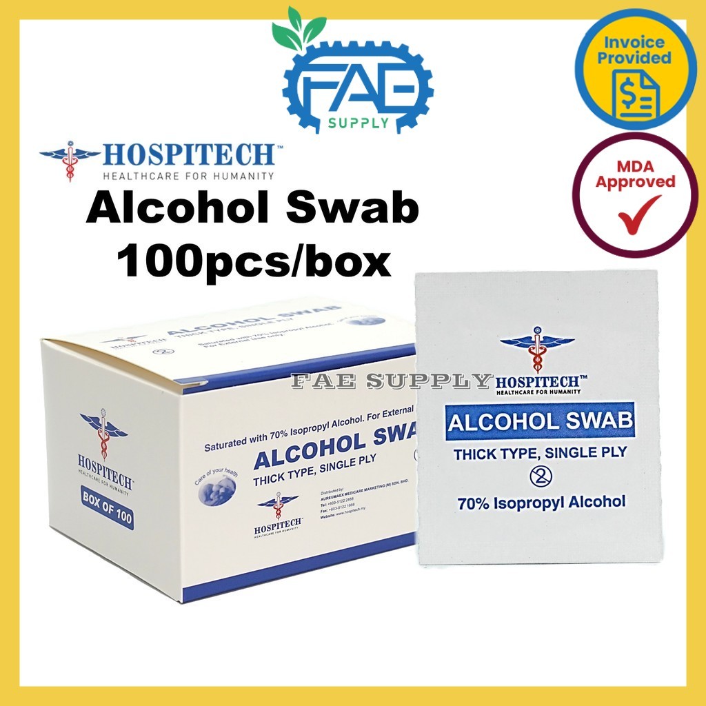 Alcohol Swab Alcohol Pad Hospitech box of 100pcs thick type Medical ...