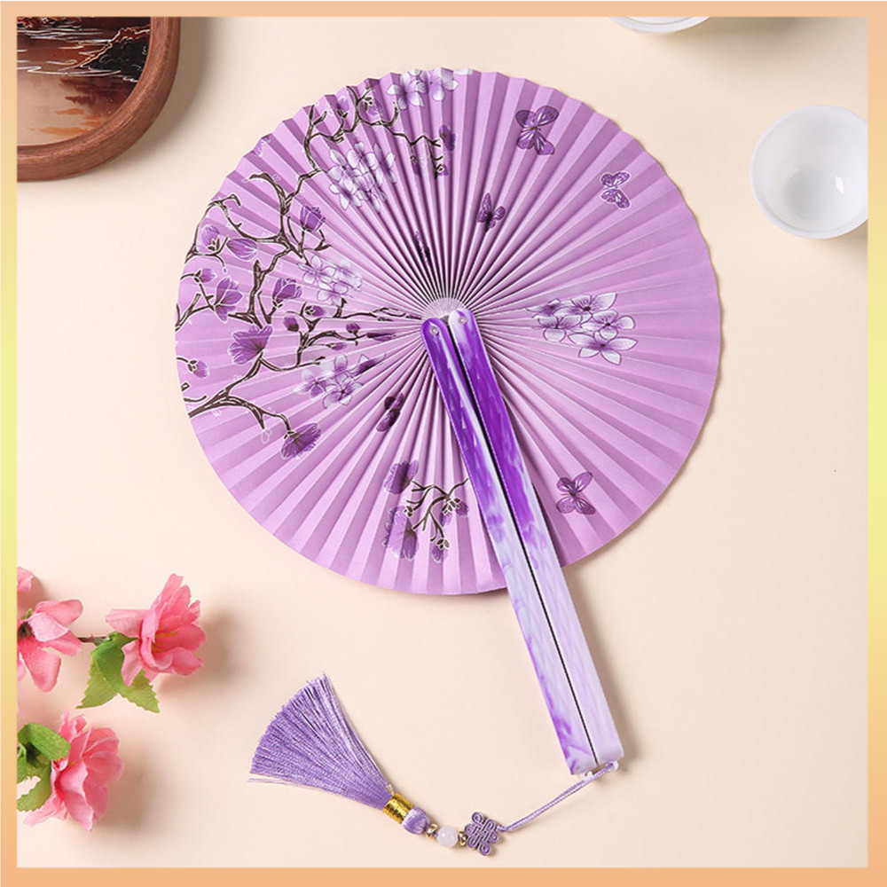Delicate Round Fan Foldable Chinese Fan Decorative Elegant For Festival ...