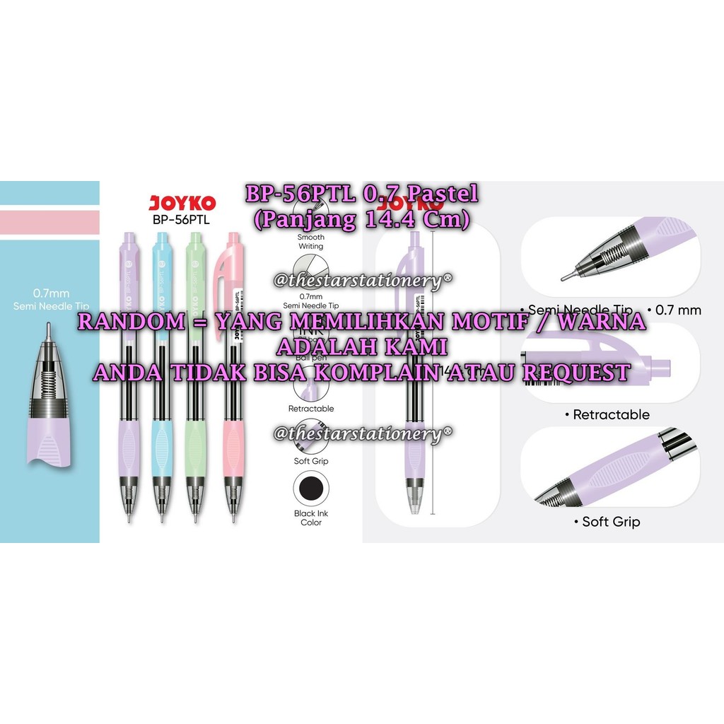 (1 Piece) WHOLESALE JOYKO BP-56PTL Black Ballpoint Pen / JOYKO Ball Pen ...