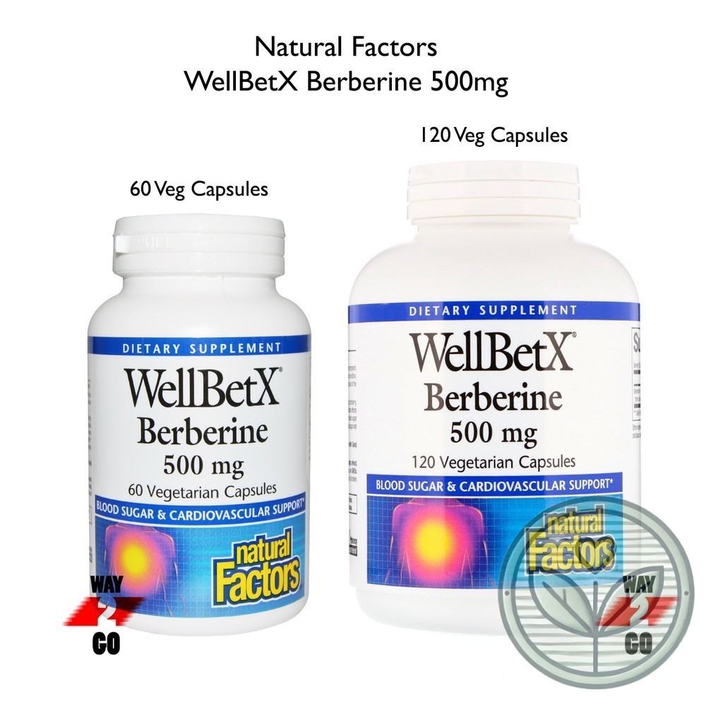 IN STOCK Natural Factors, WellBetX Berberine, 500 mg, 60 / 120 Veggie ...