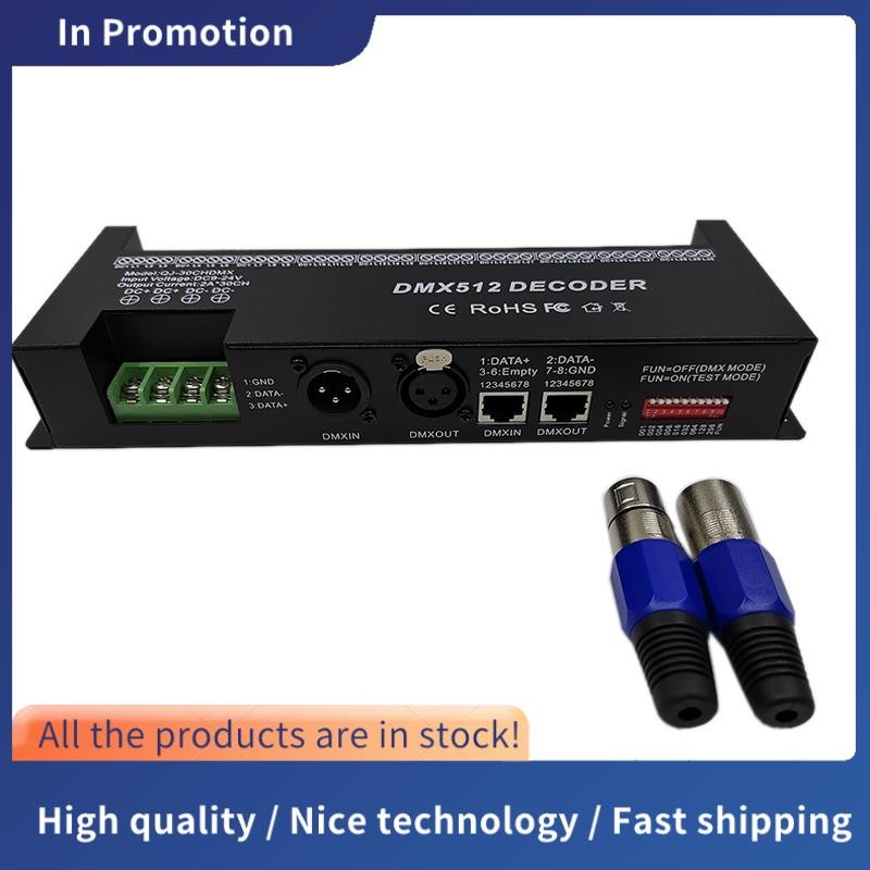 30 Channel RGB DMX512 Decoder LED Strip Controller 60A Dimmer PWM Driver Input DC9-24V 30CH ...