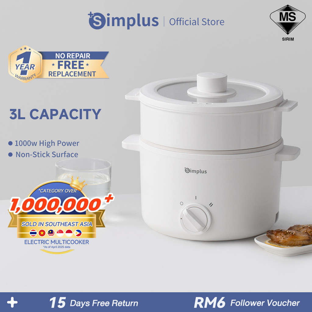 Simplus 3L Multi-Functional Electric Cooker | 1000W High Power |Ceramic ...