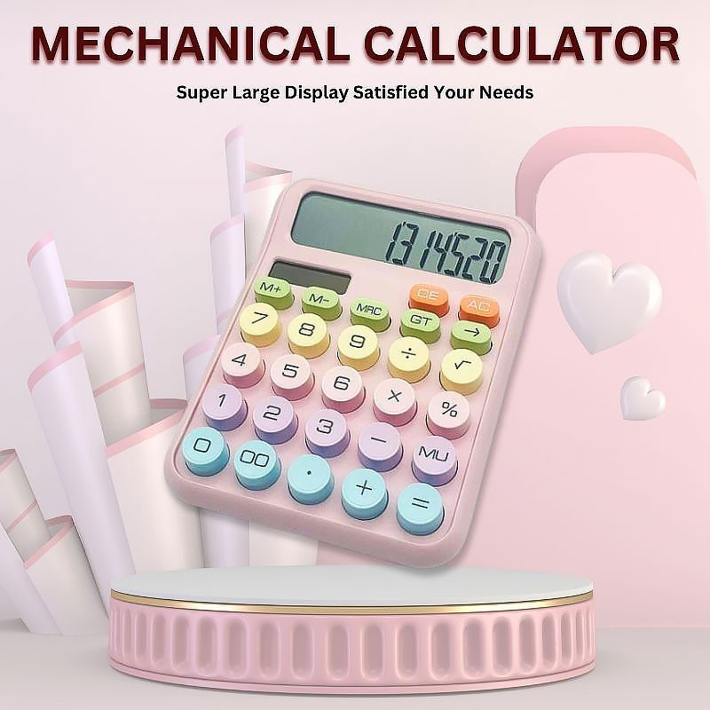 Ins Korean Dopamine Color Calculator 12 Digits Large Display Mechanical ...