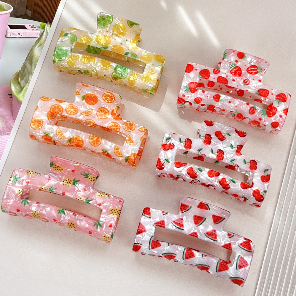 Small Fresh and Cute Hair Clip Girly Sweet Print Simple Hair Shark Clip ...