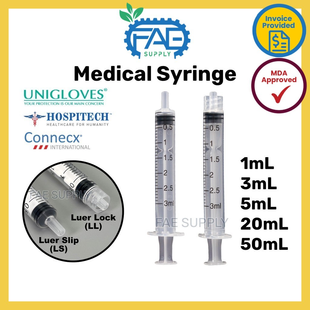 Syringe Picagari Luer Lock Luer slip MDA 1/3/5/10/20/50 mL/CC | Shopee Malaysia