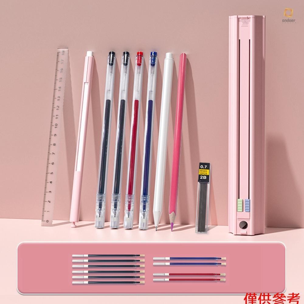 Cute Pencil Box Hexagonal Standing Pen Holder Multi-Function Push-Pull ...