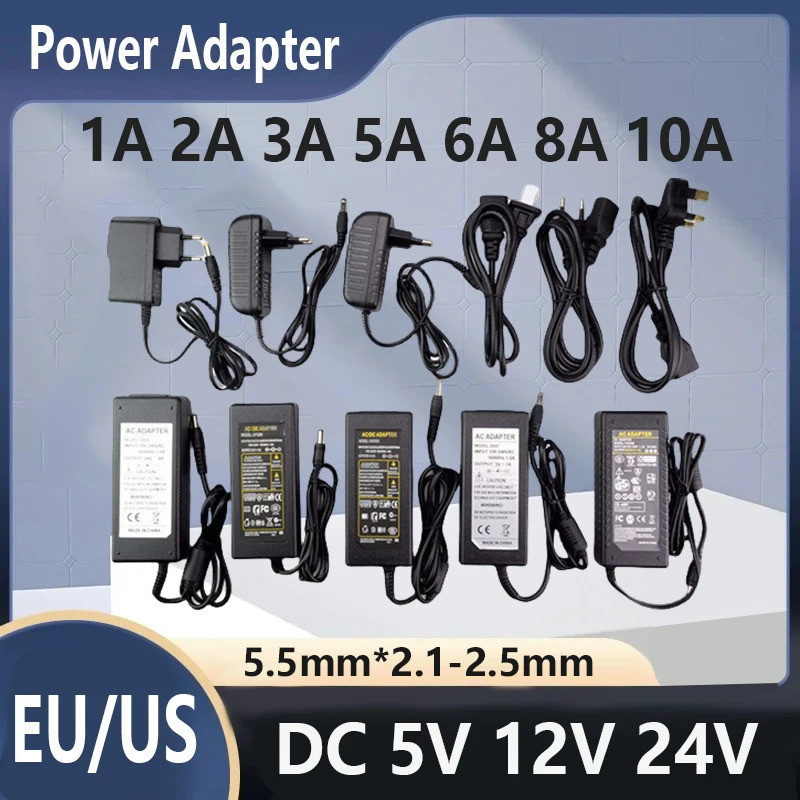 AC 220V Fonte 5V 12V 24V LED Power Supply Adapter DC 5V 12V 24V 1A 2A 3A 5A 6A 8A 10A 5.5*2.1~2 ...