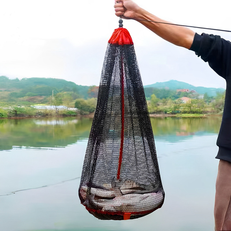 Fishing Mesh Bag Folding Mall Grid Nets Live Fish Net Bundle Mouth Net ...