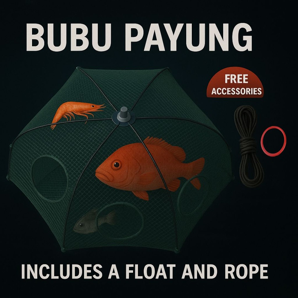 【MR.T】 Bubu Payung Jaring Fishing Trap Net Foldable Udang Jala Jaring ...