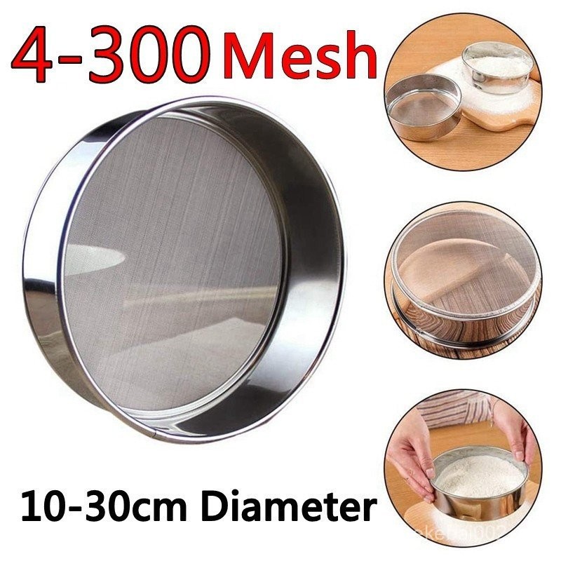 4-300 Mesh Round 304 Stainless Steel Strainers Flour Sieve Kitchen Food ...