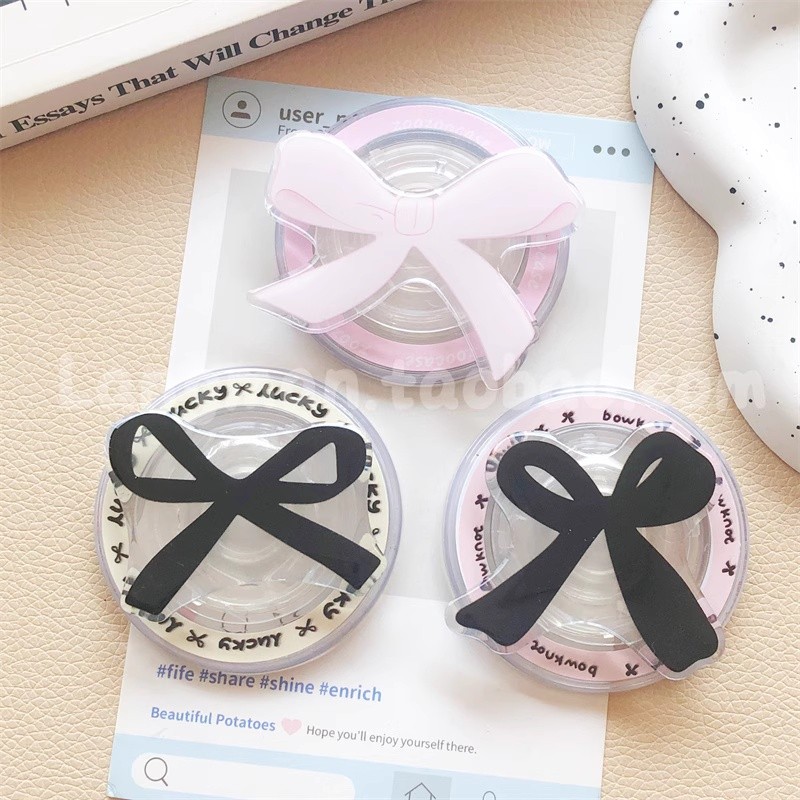 Korean Cute Pink Bow Pop Socket Magsafe Magnetic Phone Holder for ...