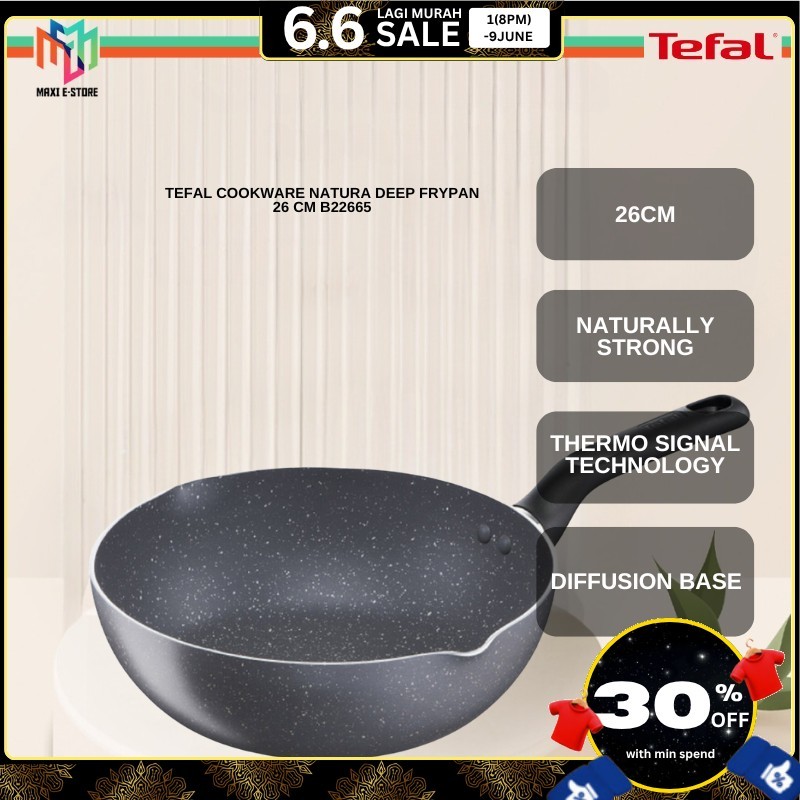 Tefal Cookware Natura Deep Frypan / Fry Pan 26cm (B22665 / B22666 / B22692) | Shopee Malaysia