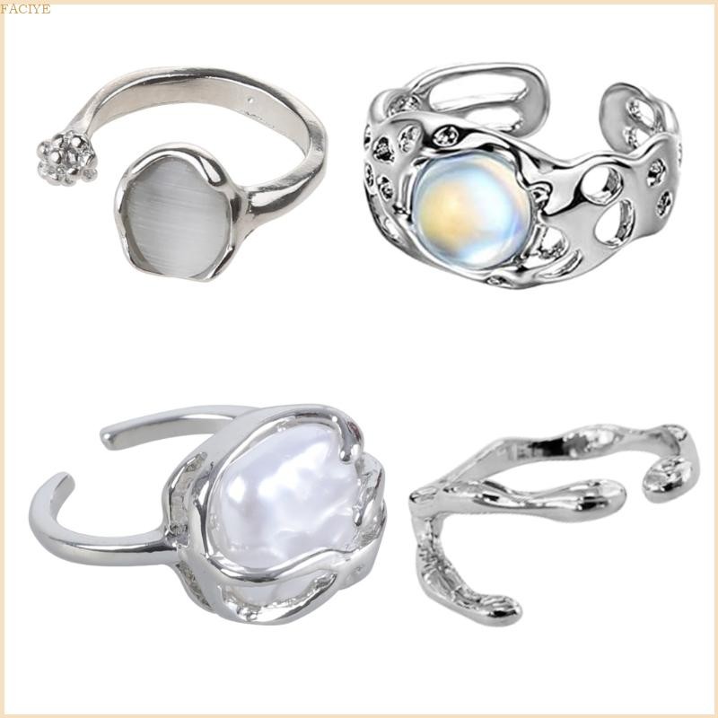 FACY Trend Vintage Opal Irregular Natural Stone Ring Opal Aesthetic ...