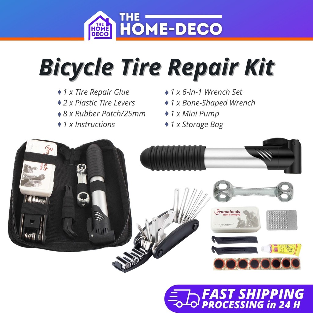 16 IN 1 Bicycle Repair Kit With Pump Bag Multi-Function Screwdriver ...