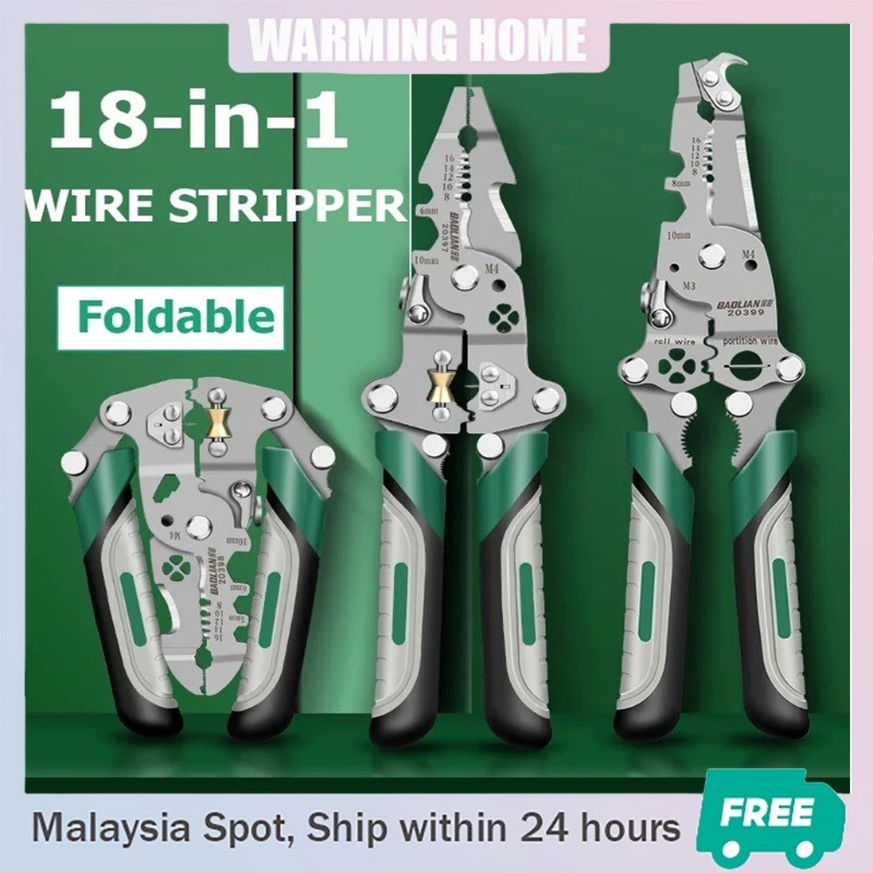 Foldable Multifunction Wire Stripper Piler Wire Cutter Crimping Tool ...