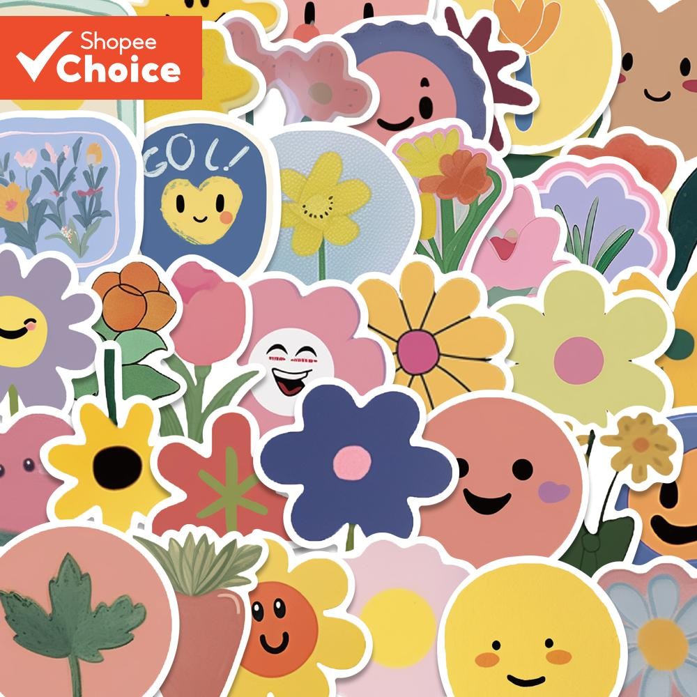 50pcs Smiley stickers small flowers cute cure cartoon phone case ...